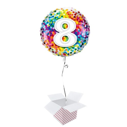 8th Birthday Rainbow Confetti Round Foil Helium Qualatex Balloon ...