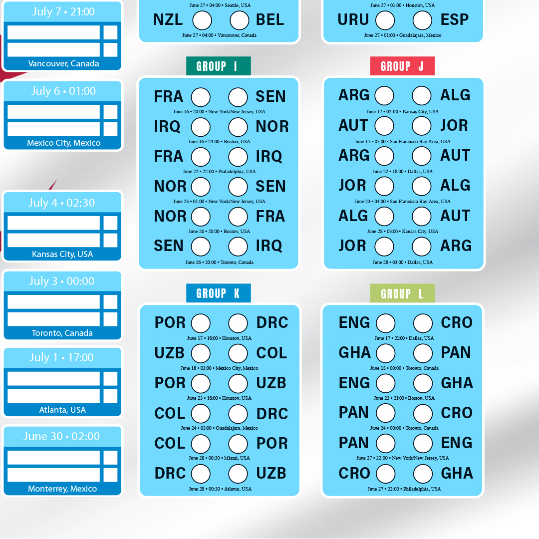 Algeria Flag World Football Championship Cup 2026 A0 Fixture Wall Chart ...