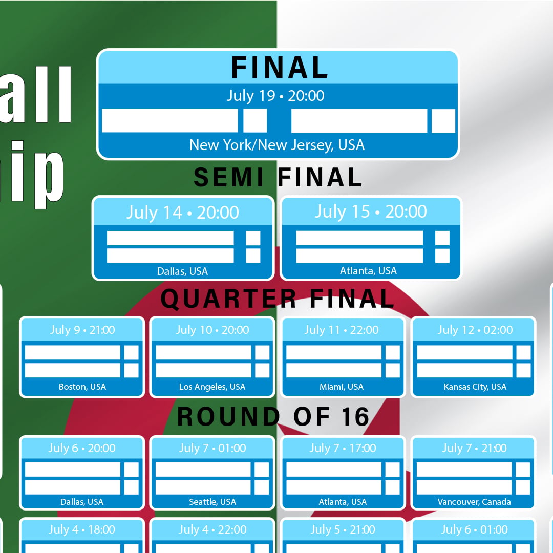 Algeria Flag World Football Championship Cup 2026 A0 Fixture Wall Chart ...