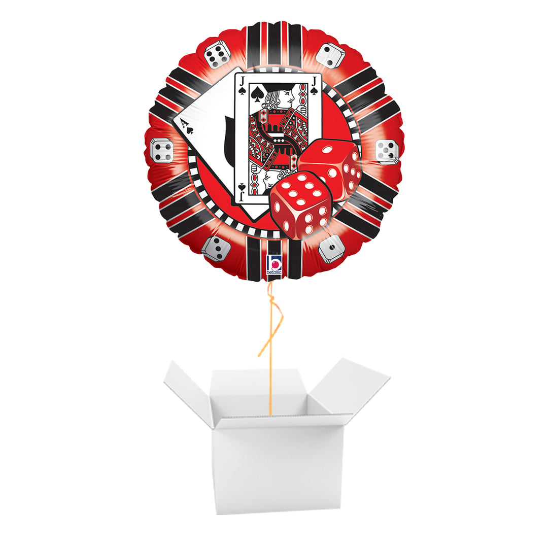 Casino Chip Round Foil Balloon - Balloon In A Box | Partyrama