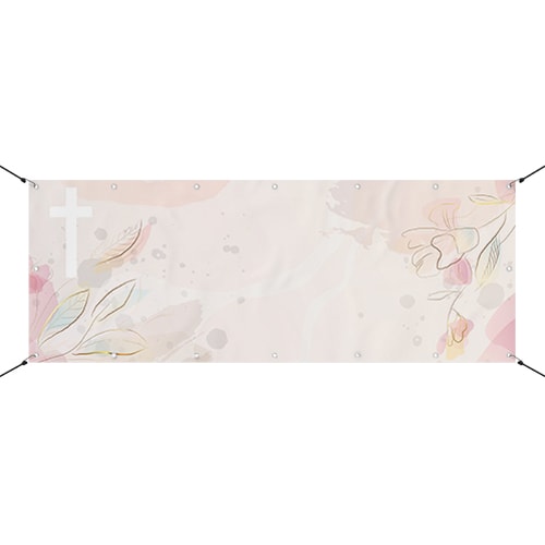 Christening Pink Watercolour Cross Design Large Personalised Banner ...