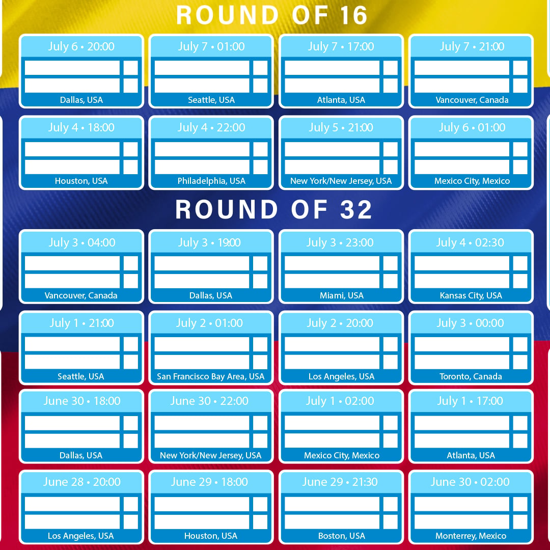 Colombia Flag World Football Championship Cup 2026 A0 Fixture Wall ...