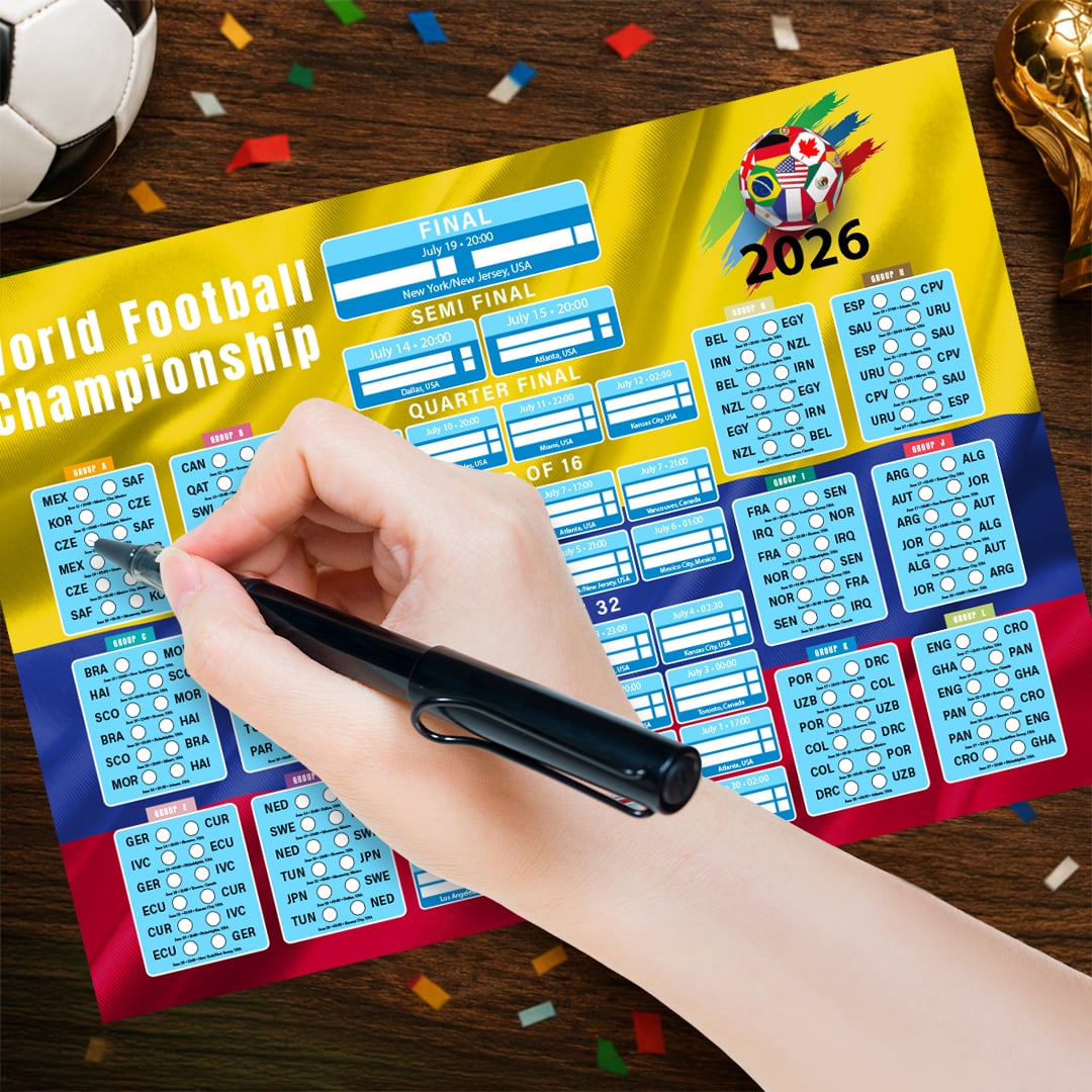 Colombia Flag World Football Championship Cup 2026 A0 Fixture Wall ...