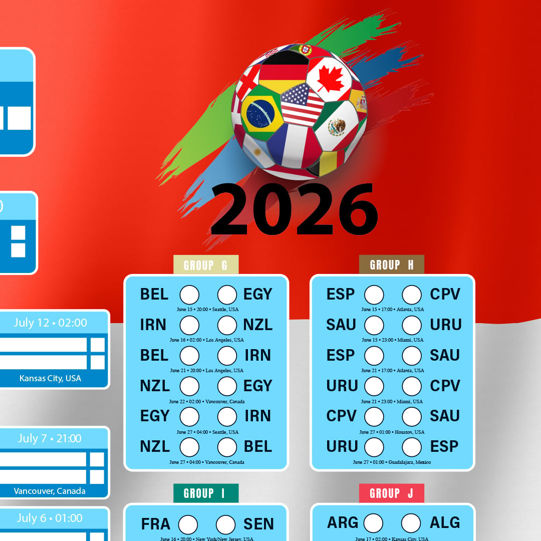 Egypt Flag World Football Championship Cup 2026 A0 Fixture Wall Chart ...