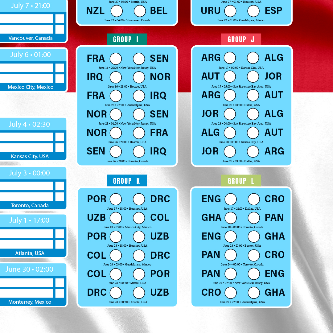 England Flag World Football Championship Cup 2026 A0 Fixture Wall Chart ...