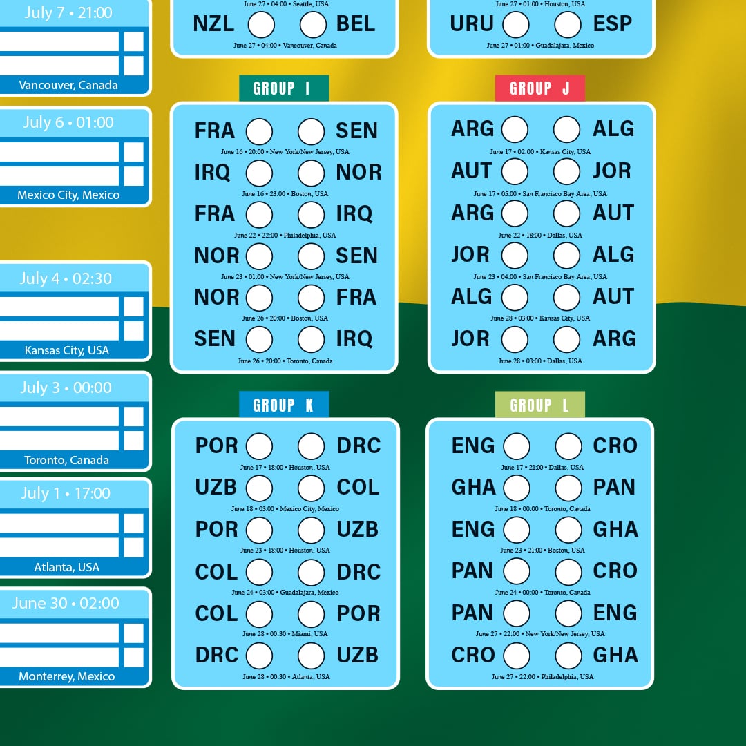 Ghana Flag World Football Championship Cup 2026 A0 Fixture Wall Chart ...