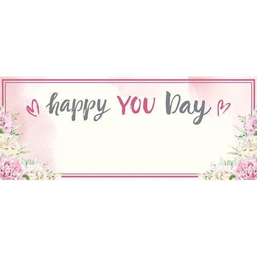 Happy You Day Heart Design Medium Personalised Banner – 6ft x 2.25ft ...
