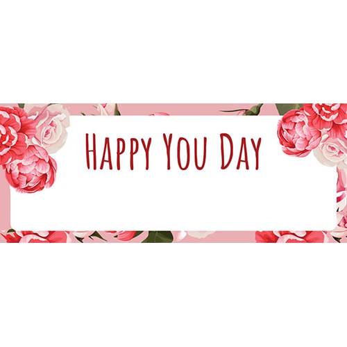 Happy You Day Peony Design Large Personalised Banner – 10ft x 4ft ...