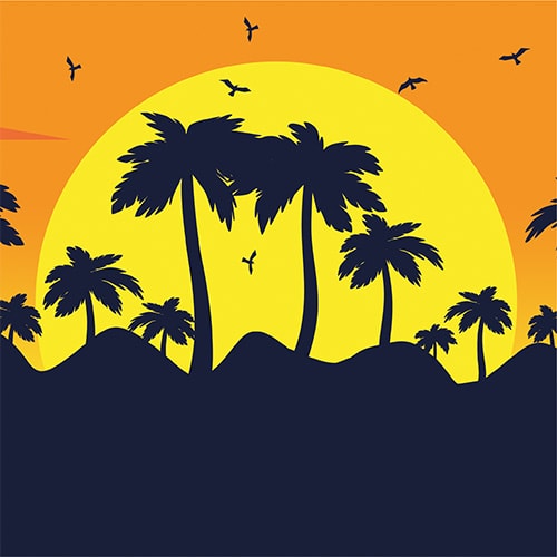 Hawaiian Silhouette Design Square Sailboard Backdrop | Partyrama