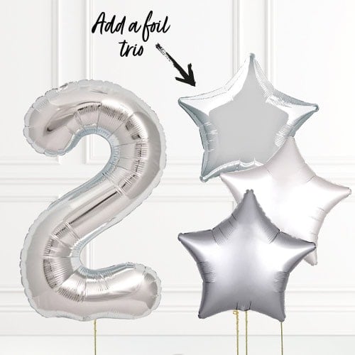 Inflated Silver Birthday Balloon Numbers | Partyrama
