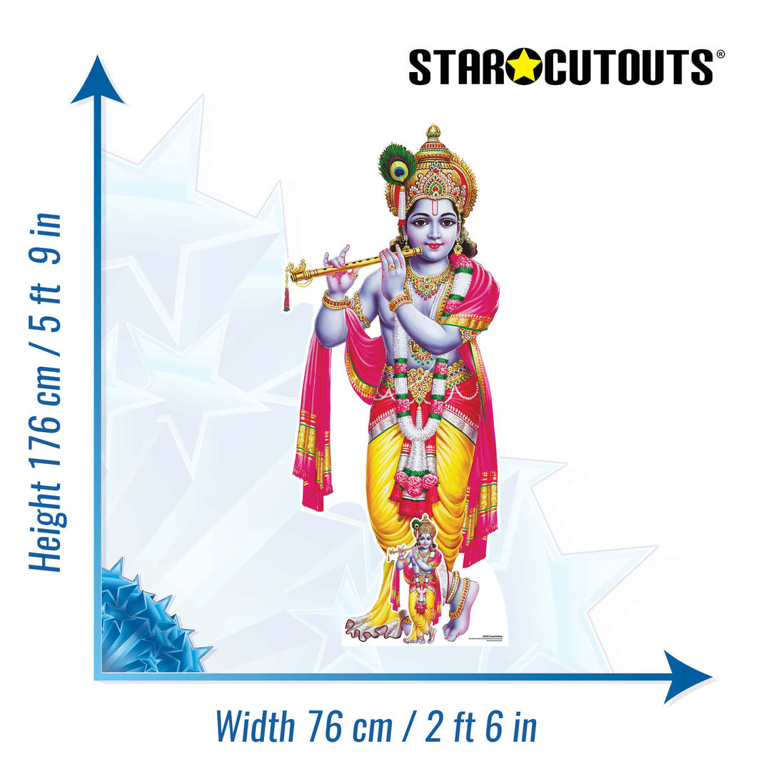 Lord Krishna Statue Lifesize Cardboard Cutout 176cm | Partyrama