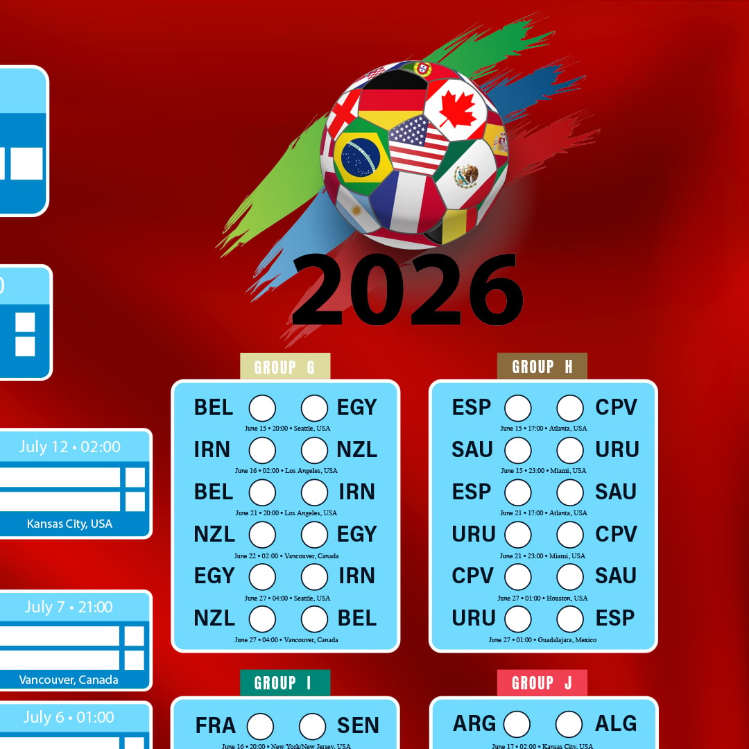 Morocco Flag World Football Championship Cup 2026 A0 Fixture Wall Chart ...