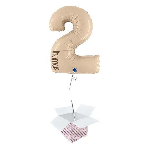 Personalisable Satin Cream Number 2 Helium Foil Giant Balloon ...