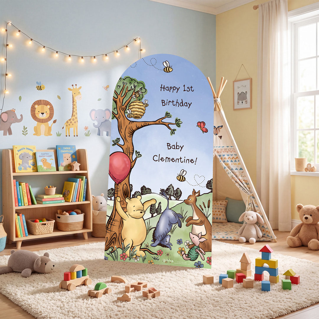 Personalised Winnie Pooh Bear Blue Sky Single Sailboard Backdrop ...