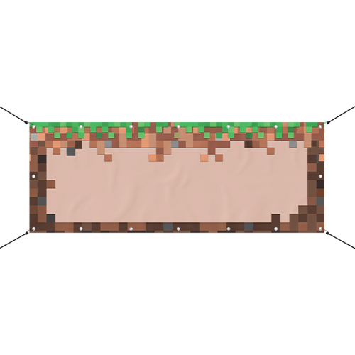 Pixel Block Party Brown Large Personalised Banner 10ft x 4ft | Partyrama