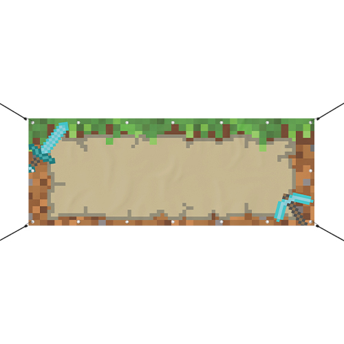 Pixel Block Party Large Personalised Banner 10ft x 4ft | Partyrama