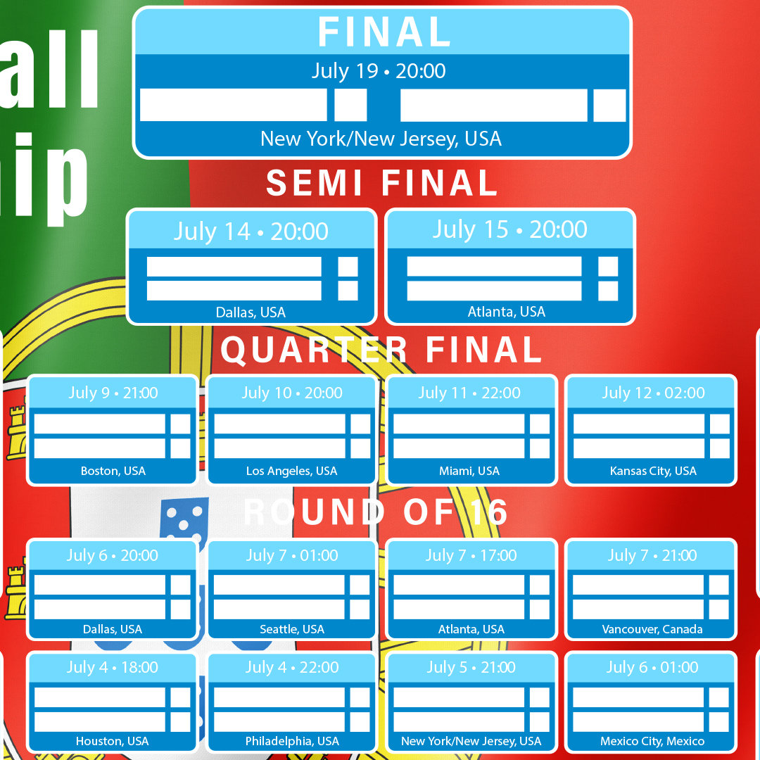 Portugal Flag World Football Championship Cup 2026 A0 Fixture Wall ...