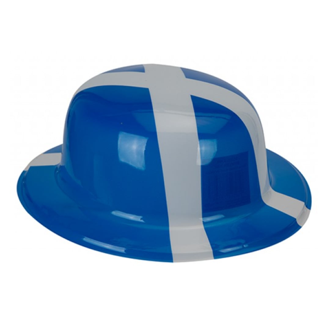 Scotland Flag Plastic Bowler Hat Fancy Dress Accessory | Partyrama
