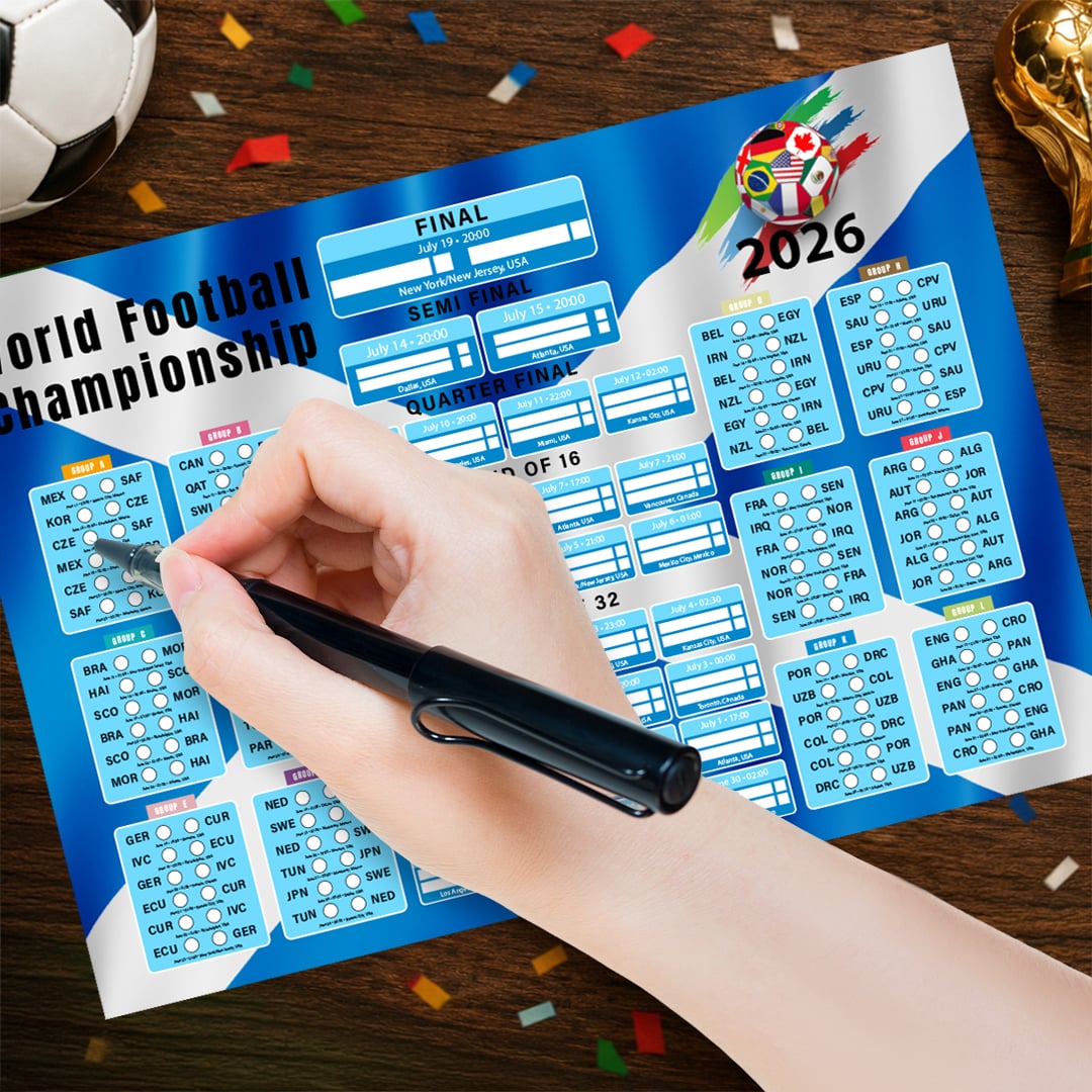 Scotland Flag World Football Championship Cup 2026 A0 Fixture Wall ...