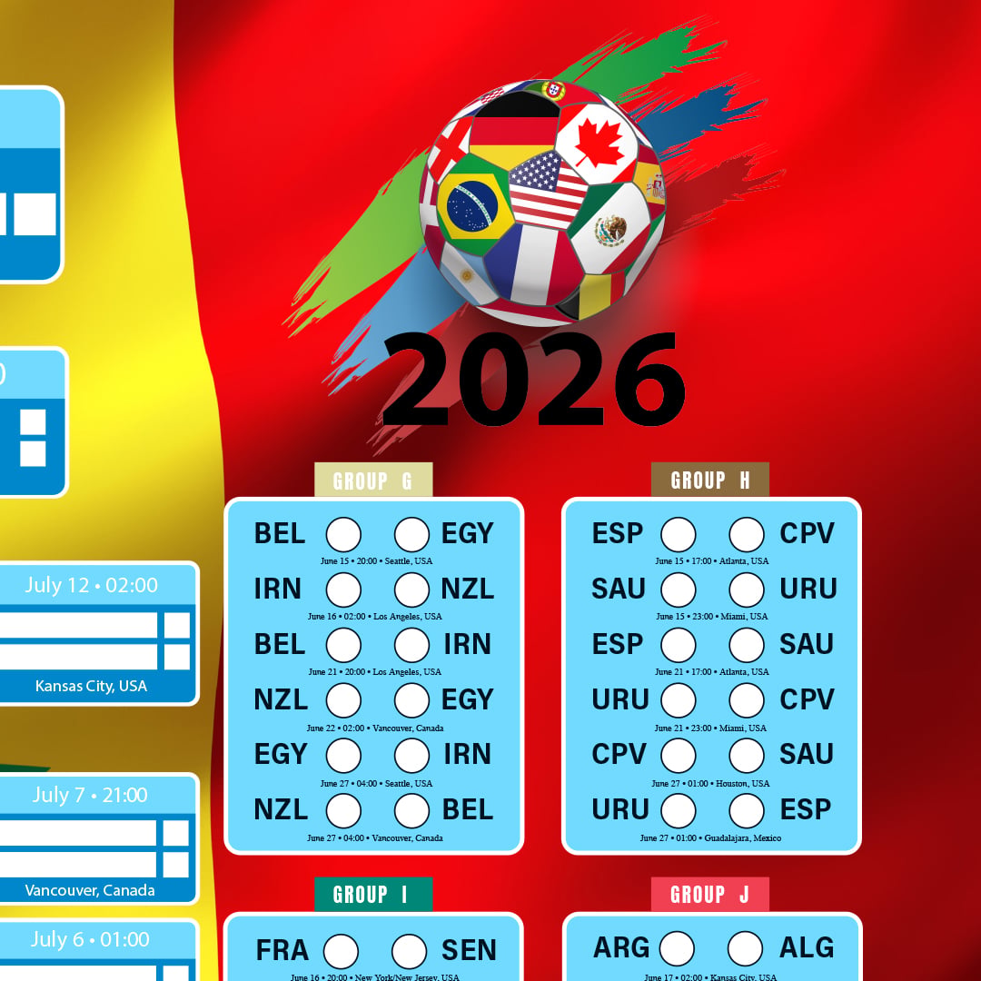 Senegal Flag World Football Championship Cup 2026 A0 Fixture Wall Chart ...