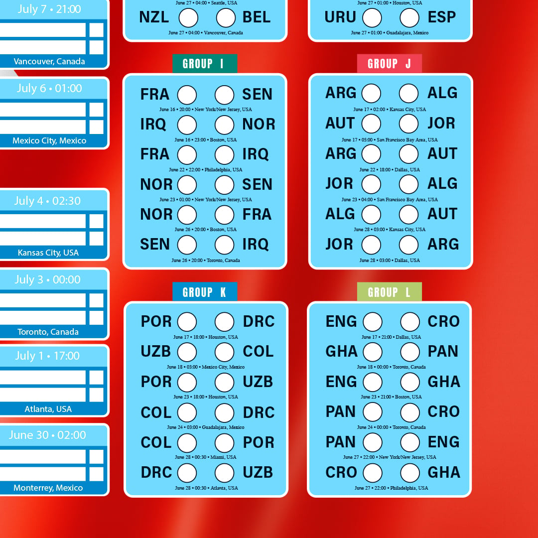 Turkey Flag World Football Championship Cup 2026 A0 Fixture Wall Chart ...