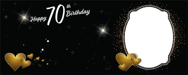 Happy 70th Birthday Milestone Dark Design Large Personalised Banner ...