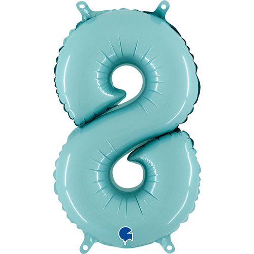 Number 8 Pastel Blue Air Fill Foil Balloon 35cm / 14 in | Partyrama