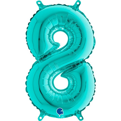 Number 8 Turquoise Blue Air Fill Foil Balloon 36cm / 14 in | Partyrama