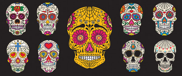 Day of the Dead Colourful Skulls Halloween PVC Party Sign Decoration ...