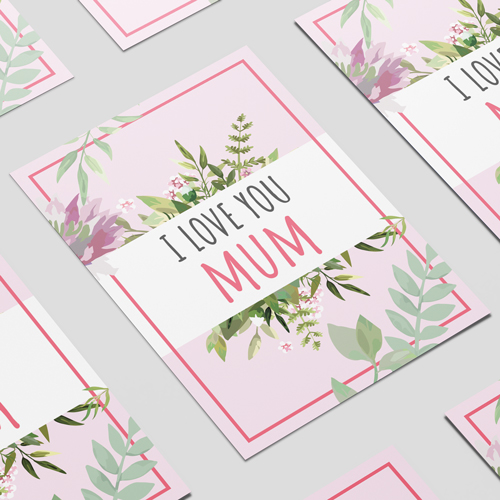 I Love You Mum Pink Foliage Poster Mother's Day PVC Party Sign ...