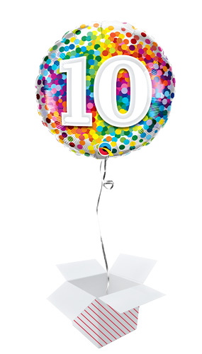 10th Birthday Rainbow Confetti Round Foil Helium Qualatex Balloon ...