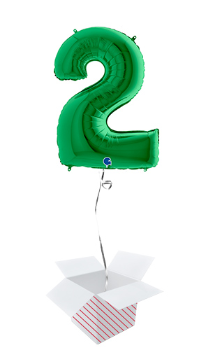 Green Number 2 Helium Foil Giant Balloon - Inflated Balloon in a Box ...