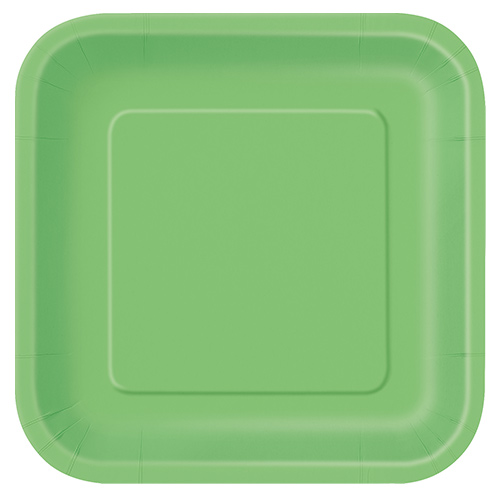 Lime Green Square Paper Plates 22cm - Pack of 14 | Partyrama