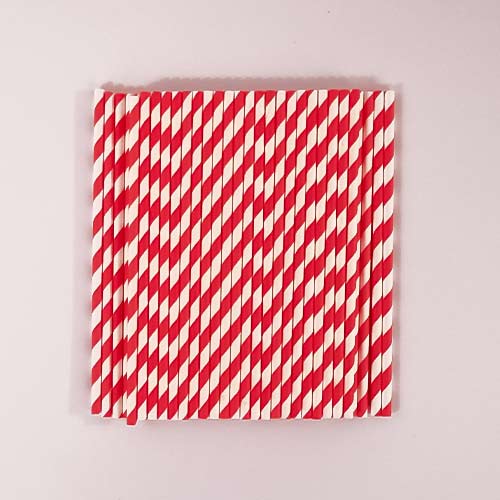 Red Biodegradable Paper Straws - Pack of 50 | Partyrama