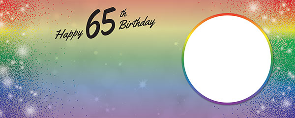 Happy 65th Birthday Rainbow Sparkles Design Small Personalised Banner ...