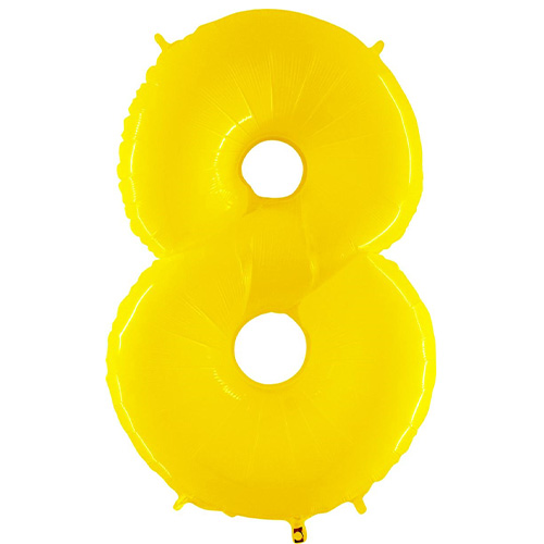 Number 8 Yellow Helium Foil Giant Balloon 102cm / 40 in | Partyrama