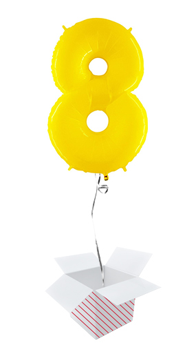 Number 8 Yellow Helium Foil Giant Balloon - Inflated Balloon in a Box ...