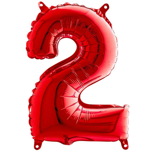 Red Number 2 Air Fill Foil Balloon 36cm / 14 in | Partyrama