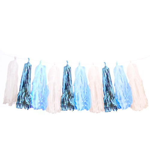 Metallic Blue Make Your Own Foil Tassel Garland 2m | Partyrama