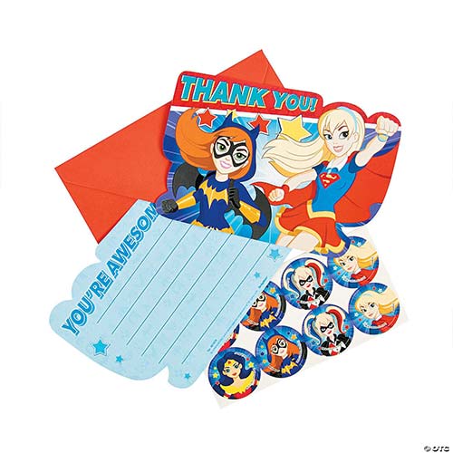 DC Super Hero Girls Thank You Notes with Envelopes - Pack of 8 | Partyrama