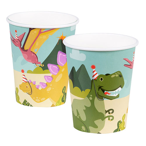 Dinosaur Fun Party Paper Cups 210ml - Pack of 10 | Partyrama