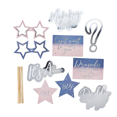 Gender Reveal Photo Booth Props - Pack of 10 | Partyrama