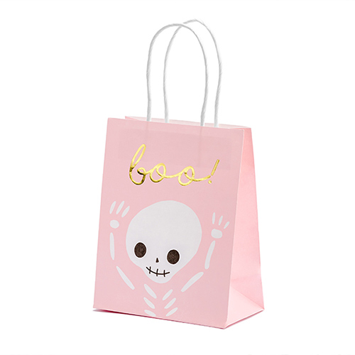 Pink BOO Halloween Paper Party Bag with Handles 14cm | Partyrama