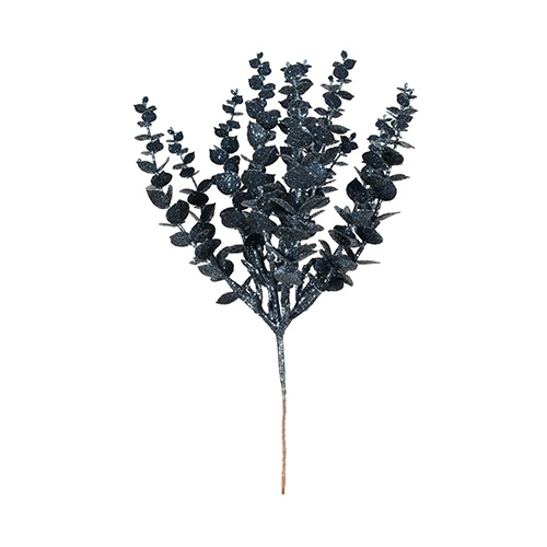 Navy Blue Glitter Eucalyptus Bush Christmas Bouquet Decoration 35cm ...