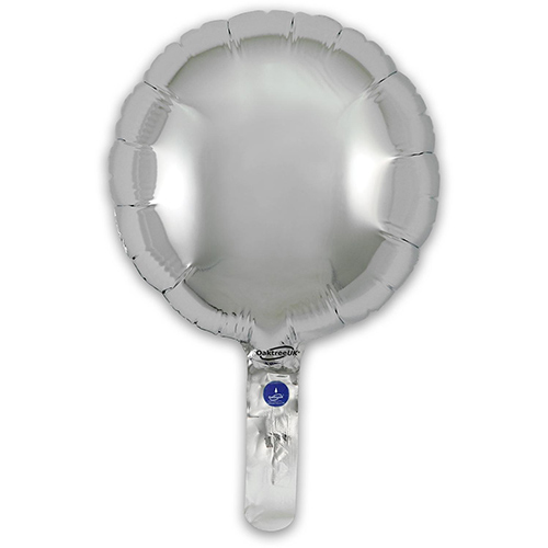 Silver Round Air Fill Foil Balloon 23cm / 9 in - Pack of 5 | Partyrama