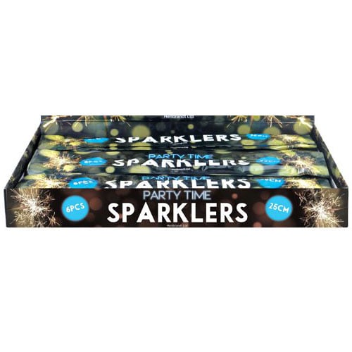 144 Hand Held Sparklers - 25cm - ( 24 Packs of 6 ) | Partyrama