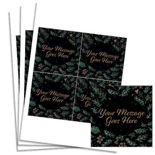 Personalised Christmas Black Square Stickers 95mm - Sheet of 4 | Partyrama