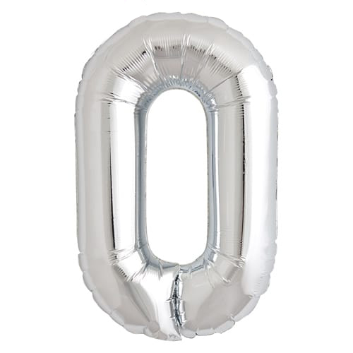 Silver Number 0 Helium Foil Giant Balloon 86cm / 34 in | Partyrama