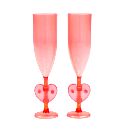 Plastic Red Heart Flutes - Pack of 2 | Partyrama