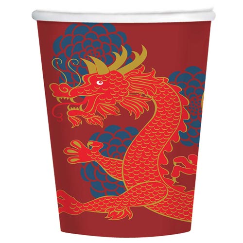 Chinese Lunar New Year Paper Cups 227ml - Pack of 8 | Partyrama